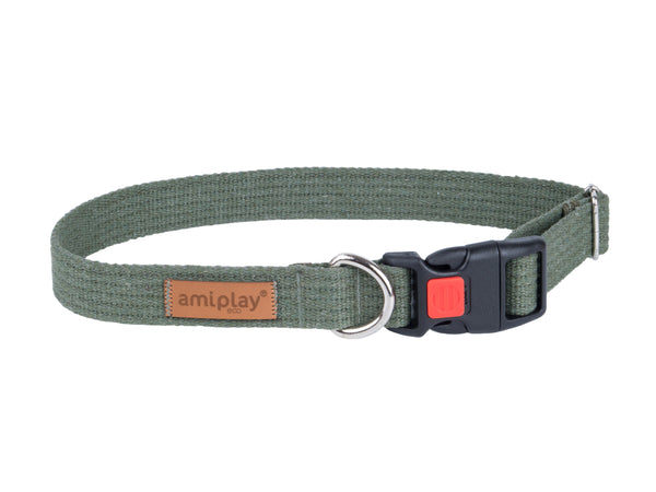 Amiplay Cotton Adjustable Collar with Lock - khaki– Pet Point Australia